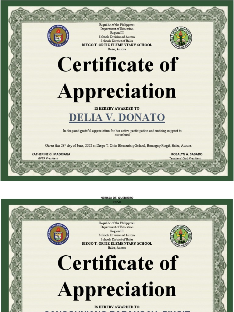 Certificate of Appreciation for Stakeholders | PDF