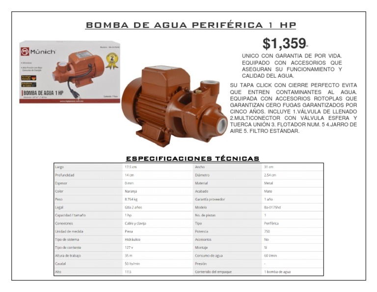 Fichas Técnica - Bomba | PDF