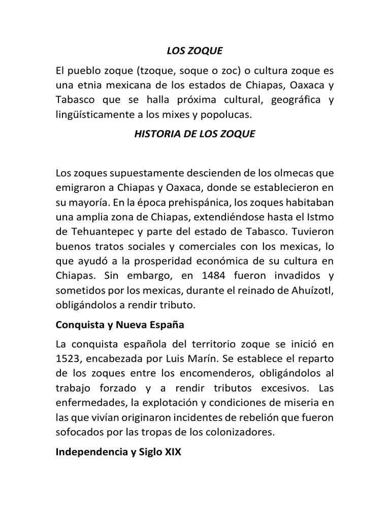 Los Zoque: Conquista y Nueva España | PDF | Cultura de las Americas