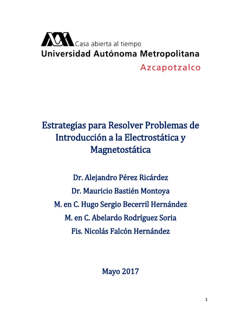 Libro Estrategias para Resolver Problemas de IntroducciÃ N A La ElectrostÃ¡tica y MagnetostÃ ...