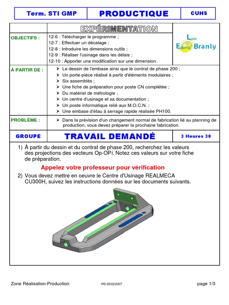 Usinage de l'Embase CUH5 | PDF | Usinage | Machine-outil à commande ...