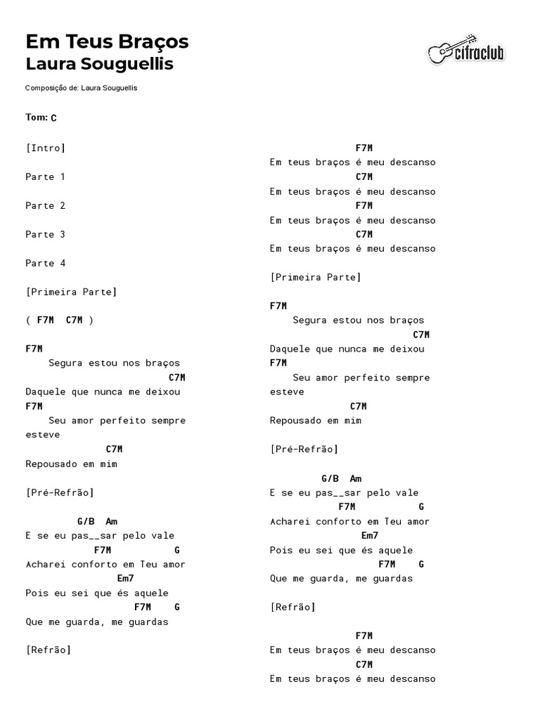 Cifra Club - Laura Souguellis - em Teus Braços | PDF