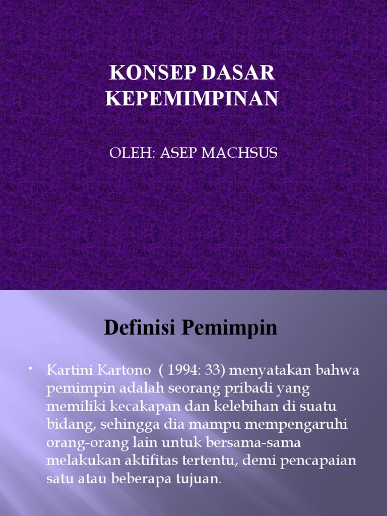 Konsep Dasar Kepemimpinan | PDF | Pengembangan Diri