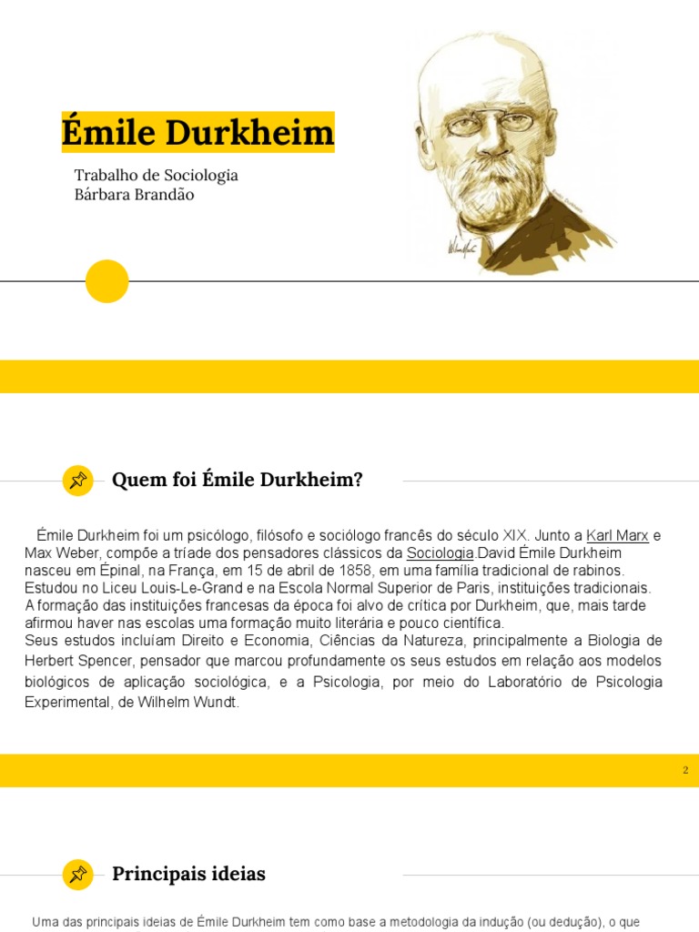 Principais Obras de Émile Durkheim | PDF | Émile Durkheim | Sociologia