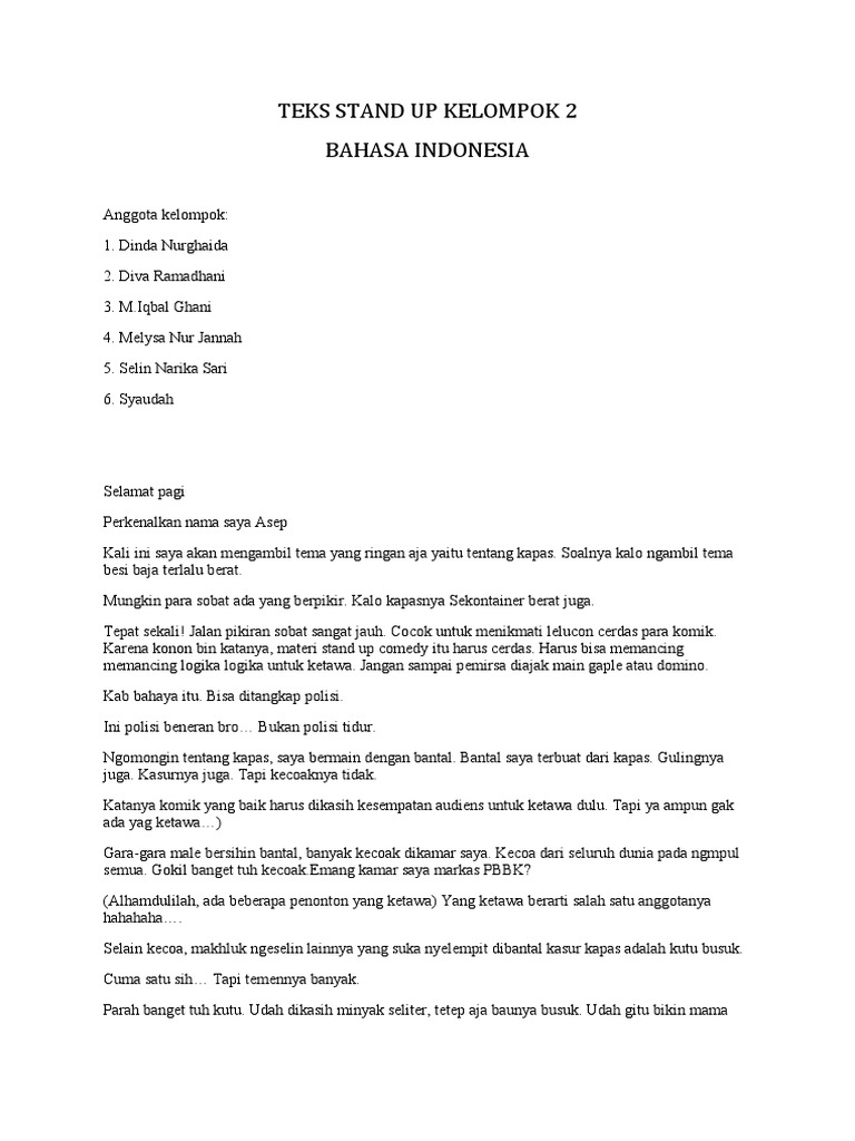 Stand Up Comedy: Kecoa dan Kutu Busuk | PDF