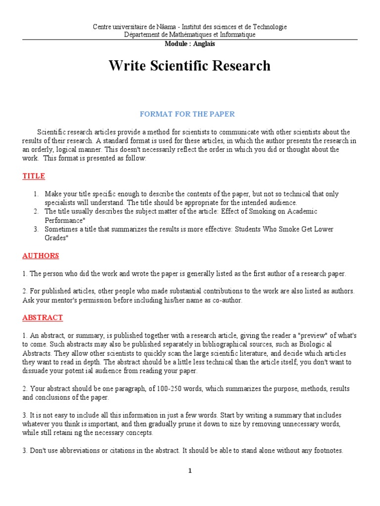 Scientific Research Paper Guide | PDF | Cartesian Coordinate System ...