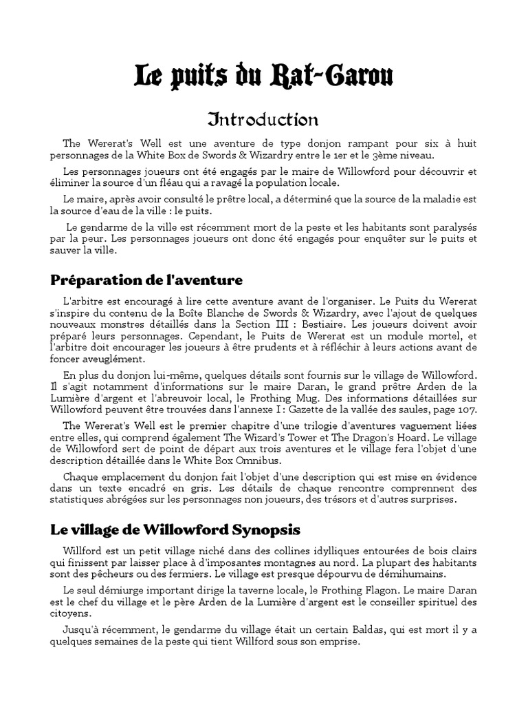 Le Puit Du Roi Garou | PDF | Loups-garous | Rat