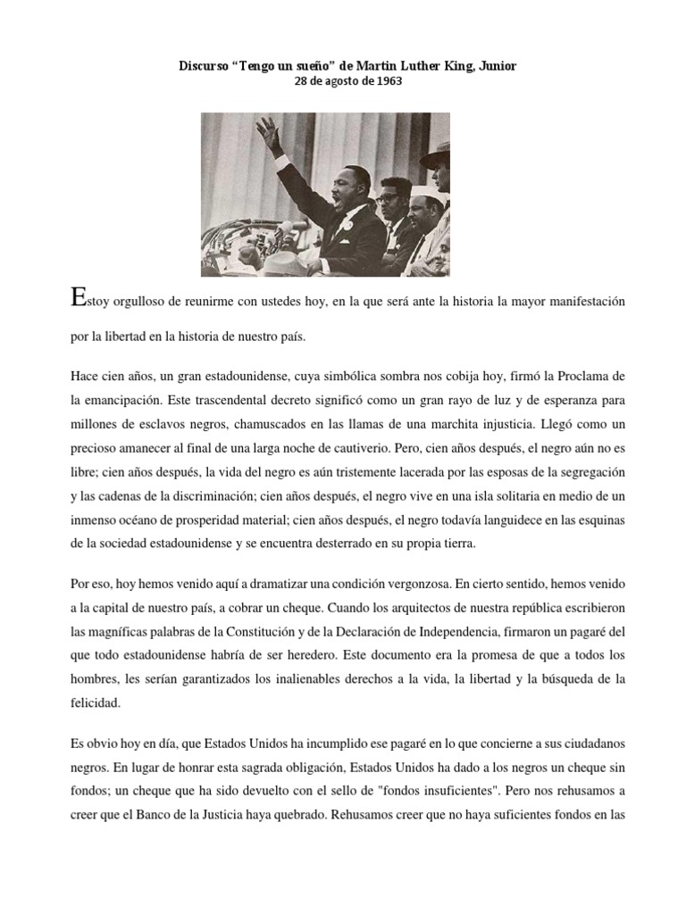 Discurso Tengo Un Sueño Con Ejercicios - PDF Versión 1 1 | PDF ...