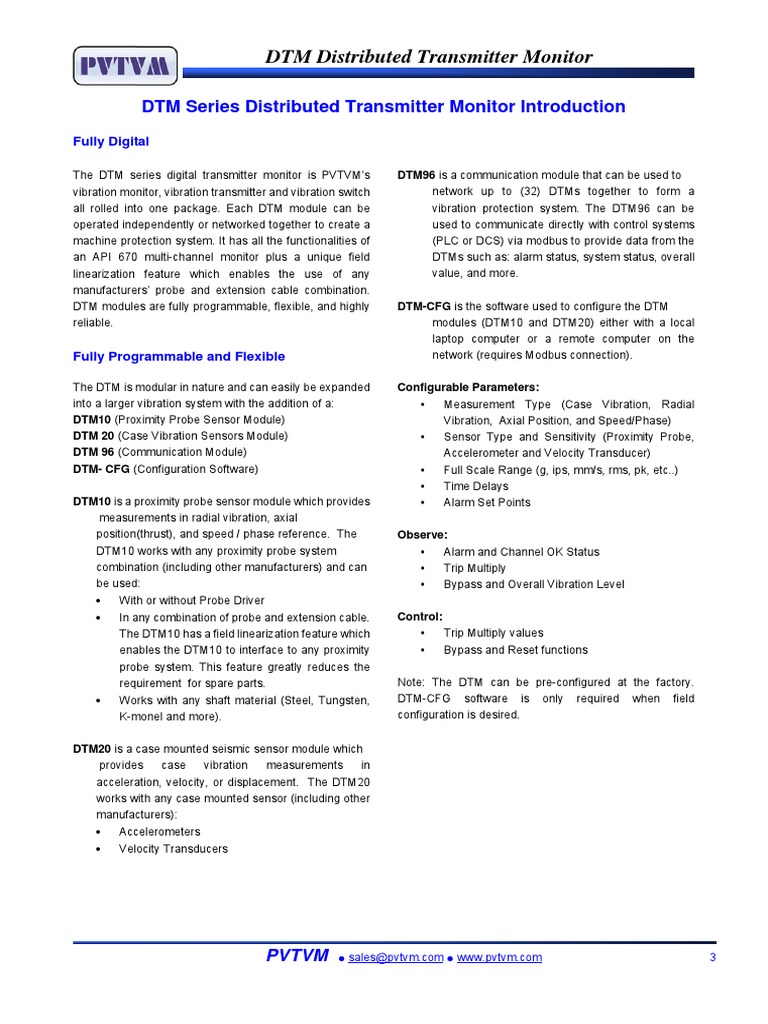 Provibtech DTM - Vibration Monitor | PDF | Programmable Logic Controller | Relay