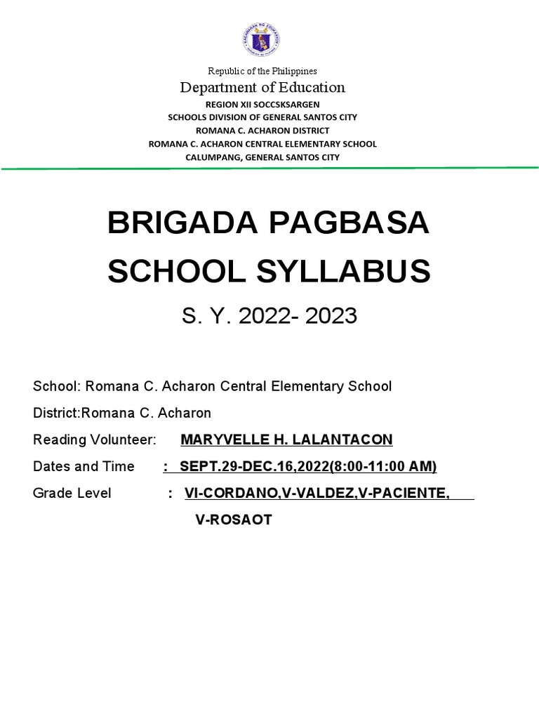 Brigada Pagbasa Syllabus | PDF