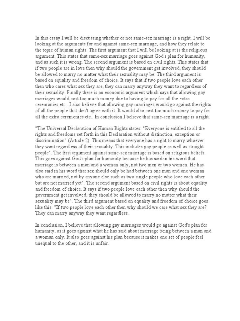 An Analysis Of The Religious Civil Rights And Economic Arguments For 3719