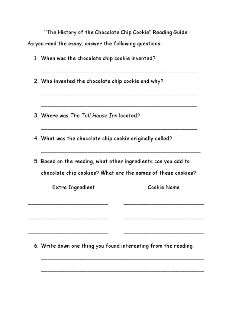 Chocolate Chip Cookie History Guide | PDF
