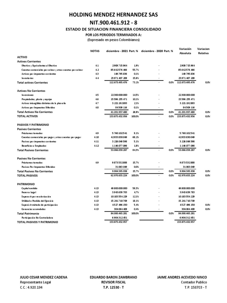Ef Holding Consolidado - Completos | PDF | Efectivo | Activo intangible