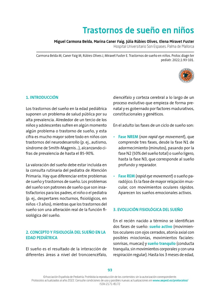 Trastornos de Sueño en Niños | PDF | Dormir | Medicina CLINICA