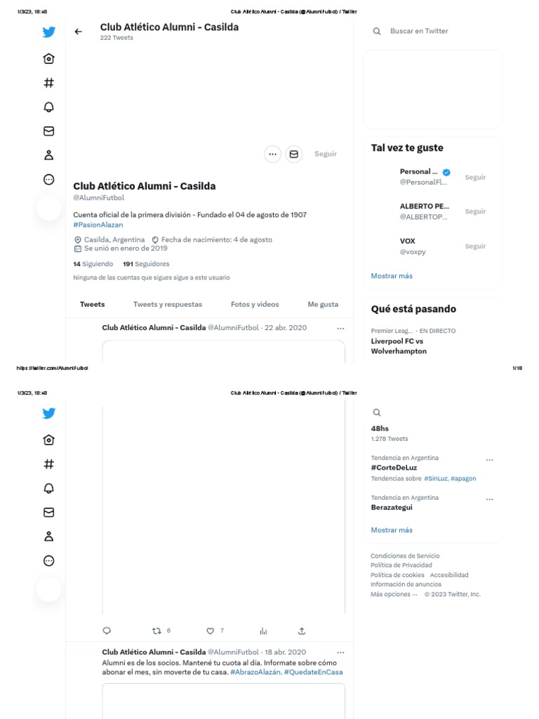 Club Atlético Alumni - Casilda (@AlumniFutbol) - Twitter | PDF