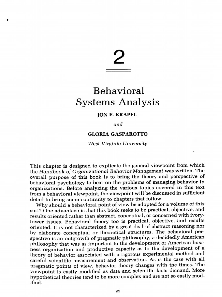 Krapfl, Gasparotto - 1982 - Behavioral Systems Analysis | PDF | System ...