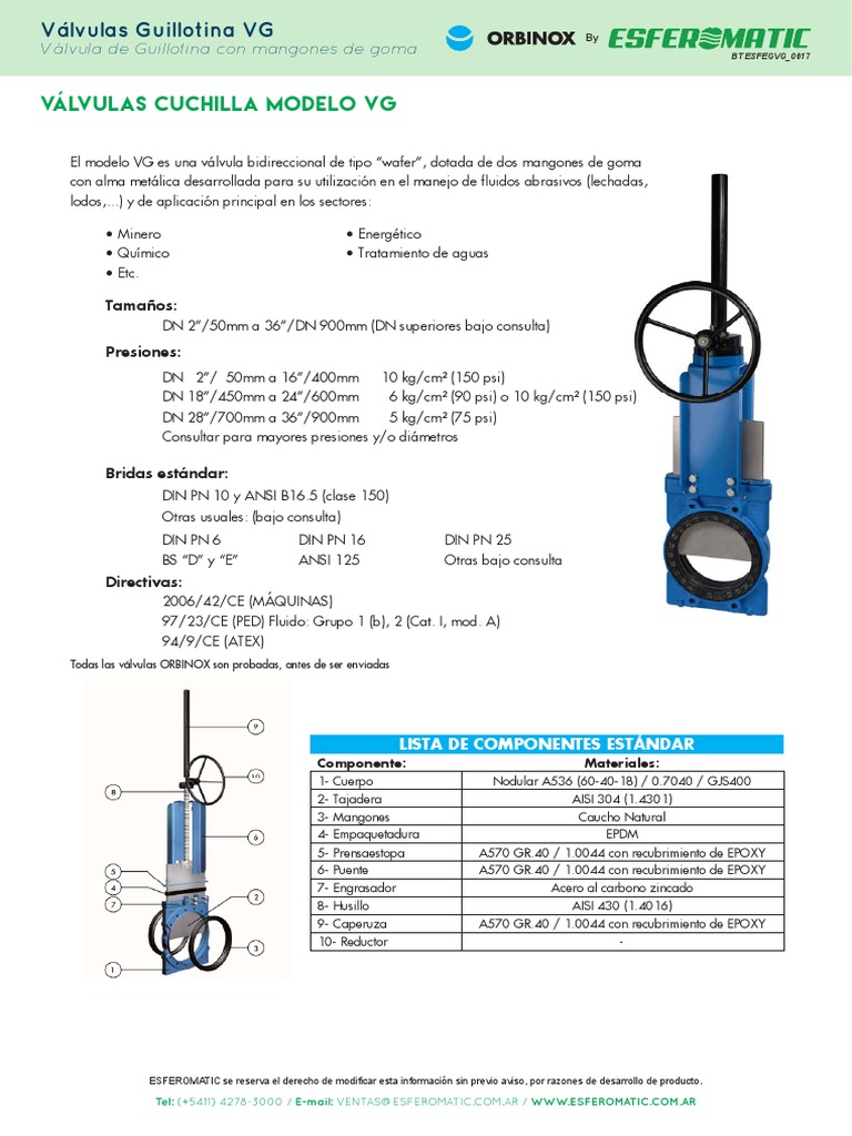 Valvulas Cuchilla VG | PDF | Acero | Neumático