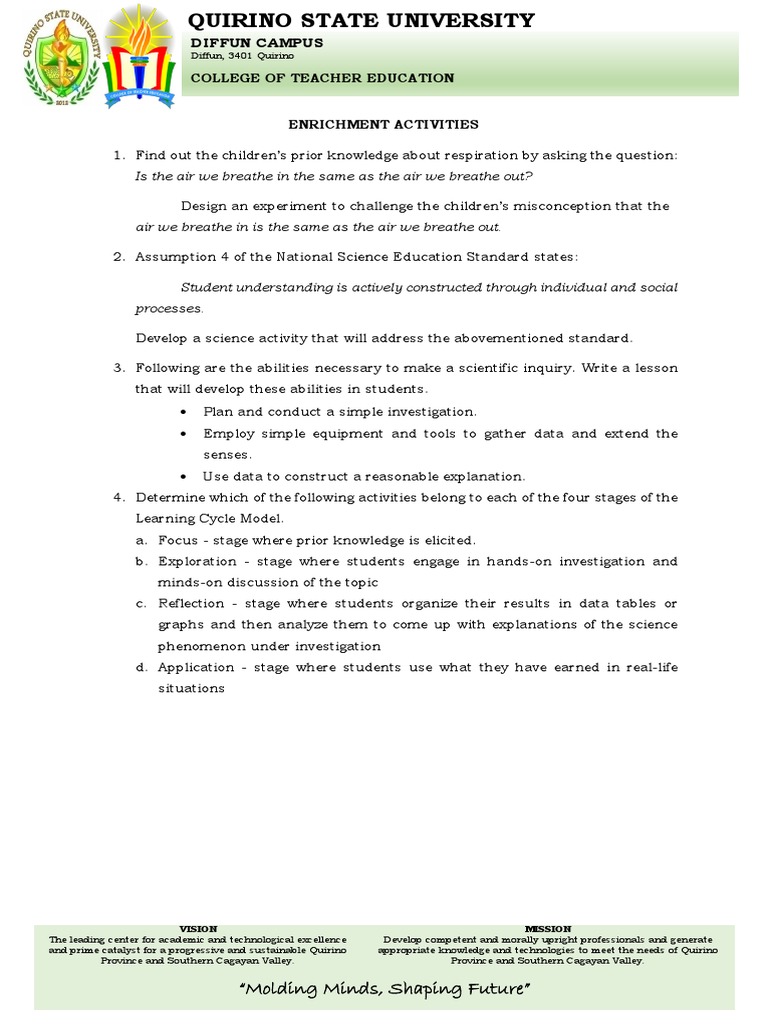 Enrichment Activities 2 | PDF | Science | Science Education