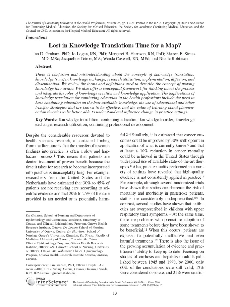 Lost in Knowledge Translation: Time For A Map? | PDF | Knowledge ...