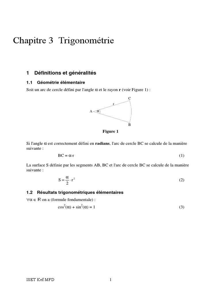 2 1 Trigonometrie | PDF | Fonction trigonométrique | Triangle