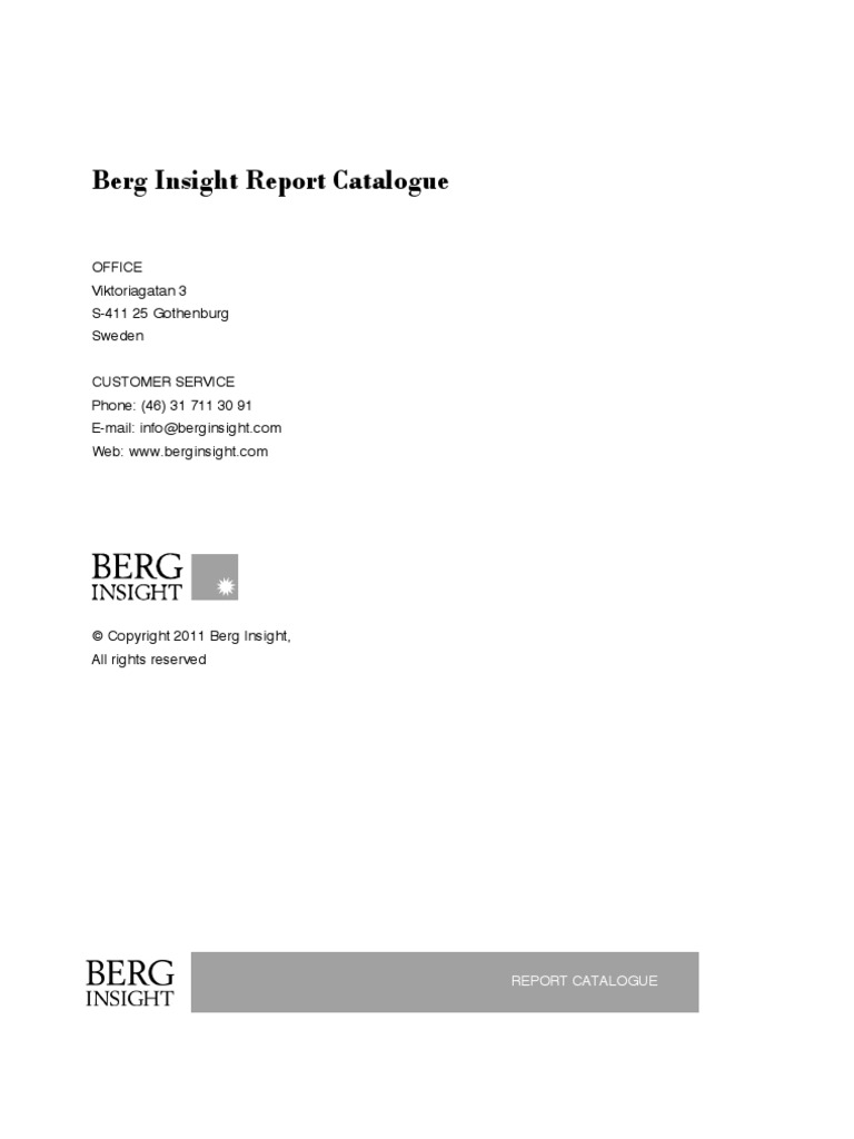 Berg Insight Report Catalogue | PDF | Smart Grid | Home Automation