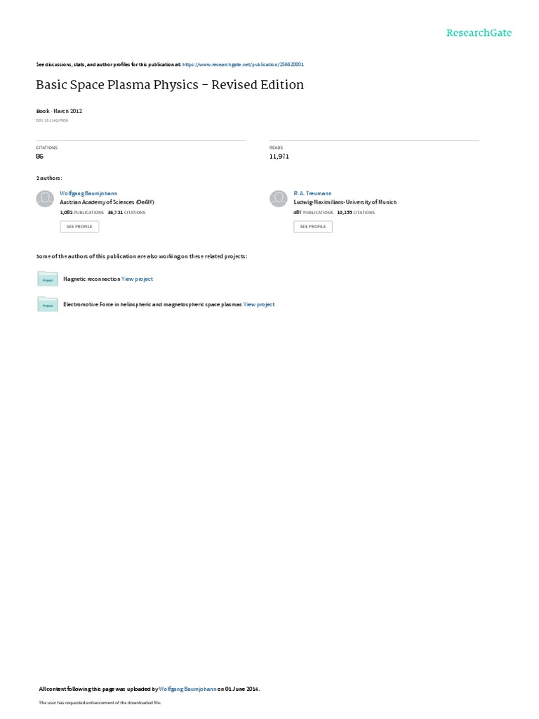 Basic Space Plasma Physics - Revised Edition | PDF | Magnetosphere | Physics