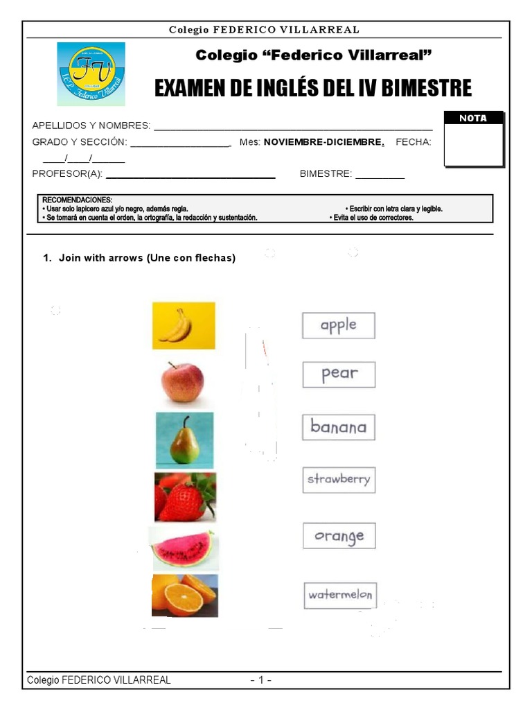 Inglés 4to Bimestre | PDF