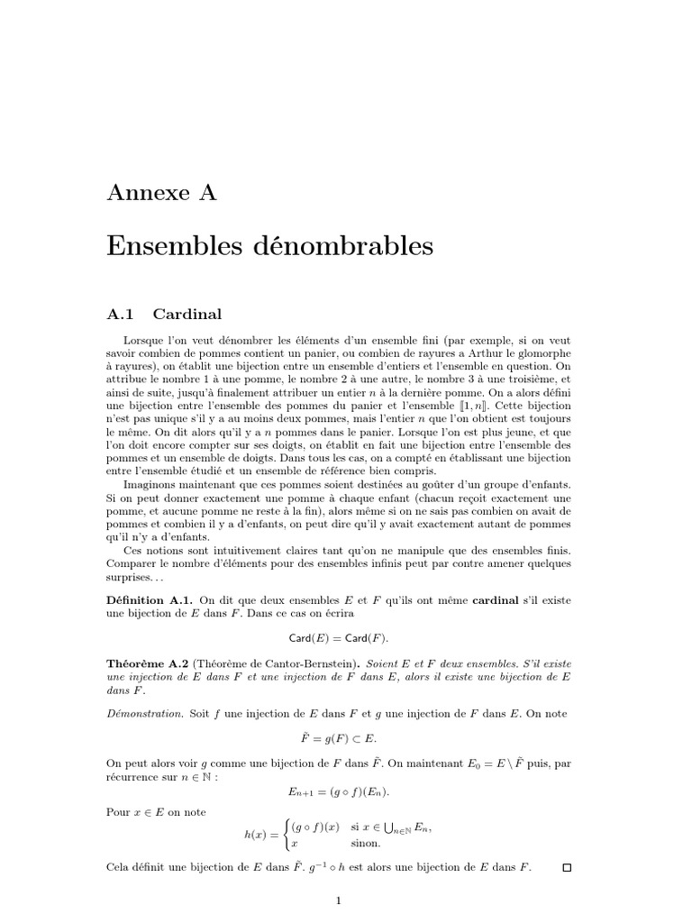 Ensembles Dénombrables et Cardinalité | PDF | Ensemble (Mathématiques ...