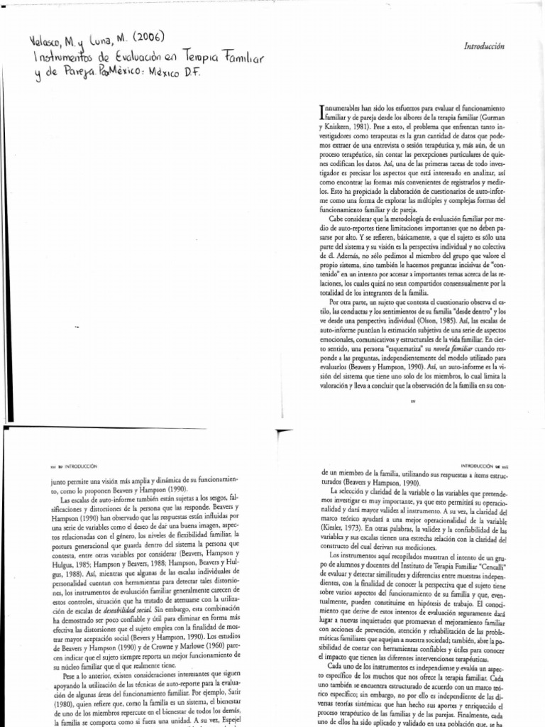 Velasco, M. y Luna, M. (2006) - Instrumentos de Evaluación en Terapia Familiar y de Pareja | PDF ...