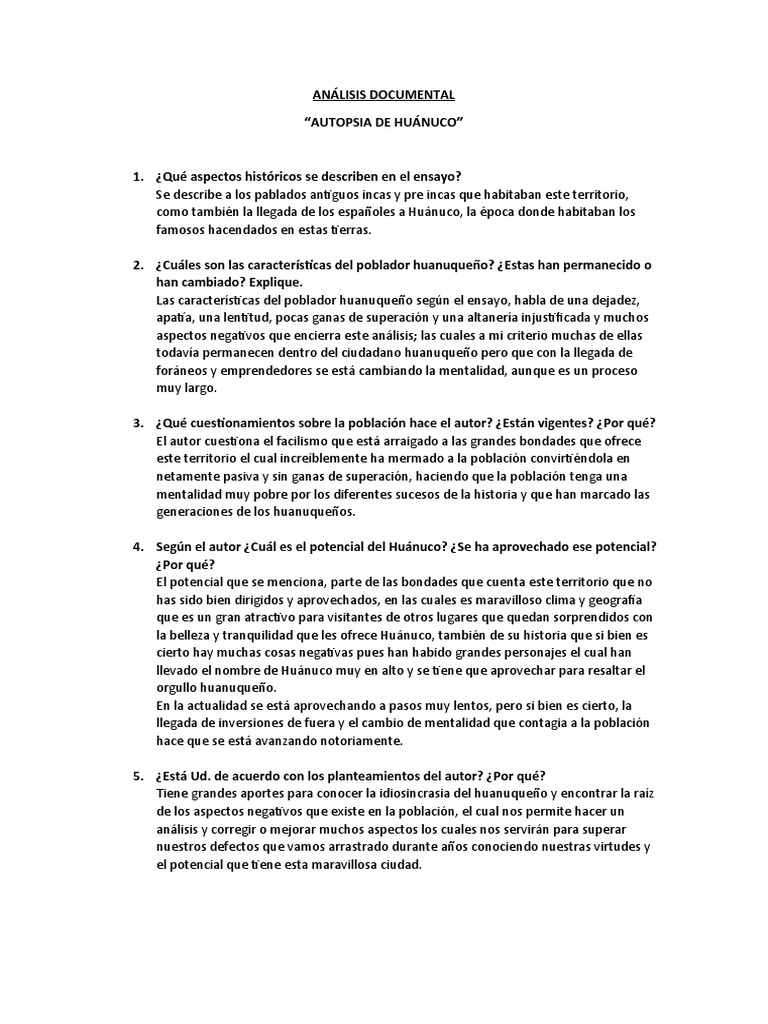 ANÁLISIS DOCUMENTAL Preguntas y Respuestas | PDF