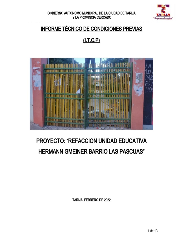 Itcp Refaccion Unidad Educativa Hermann Gmeiner | Descargar gratis PDF ...