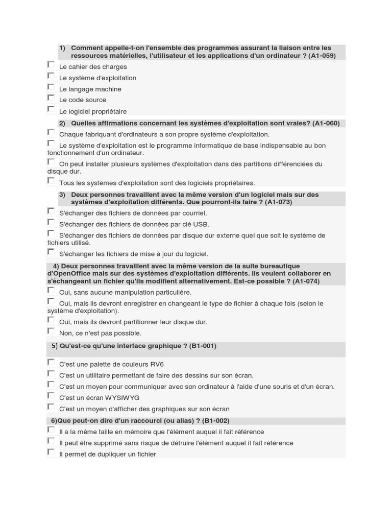 SYSTEME D Exploitation QCM | PDF | Système d'exploitation | Fichier informatique