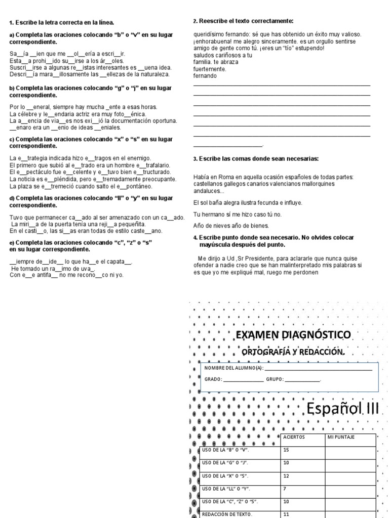 Diagnostico Español | PDF