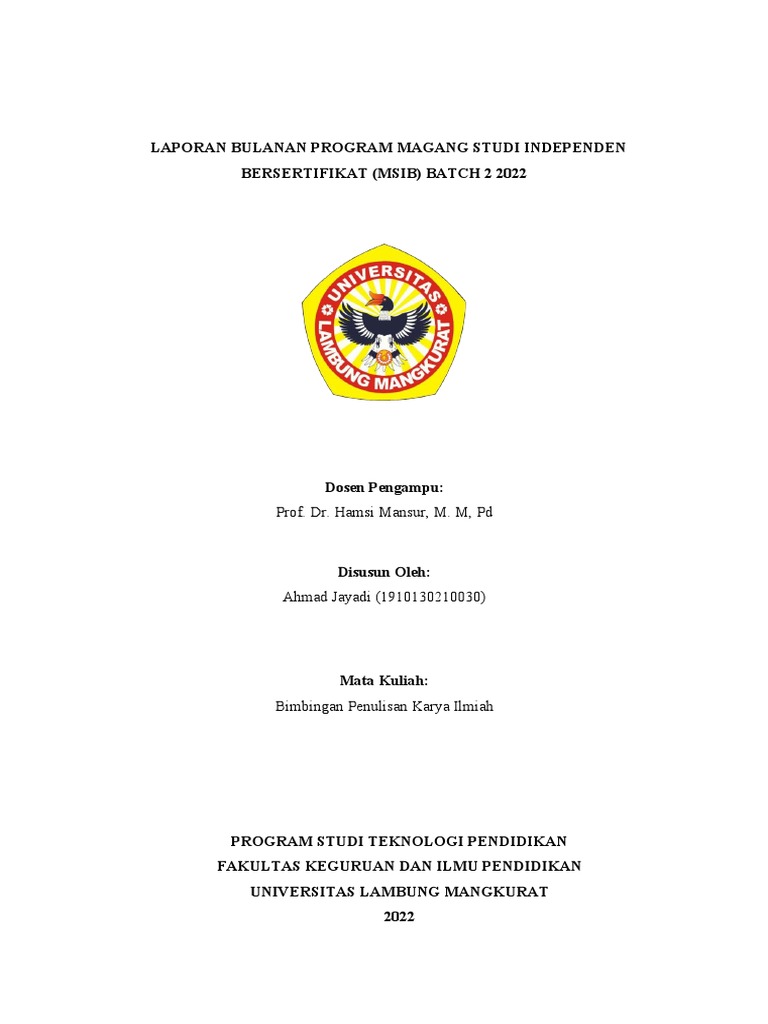 KTI - Laporan - MBKM - Ahmad Jayadi - 1910130210030 | PDF