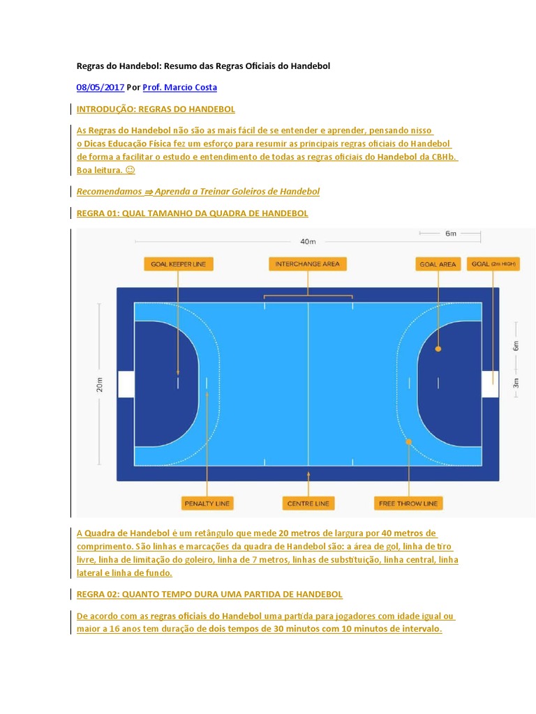 Regras Do Handebol | PDF | Esportes | Esportes coletivos Regras Do Handebol | PDF | Esportes | Esportes coletivos
