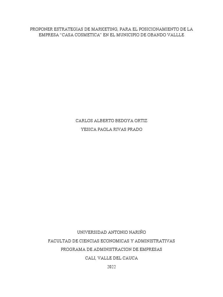 Anteproyecto Carlos 01 | PDF | Marketing | Análisis FODA