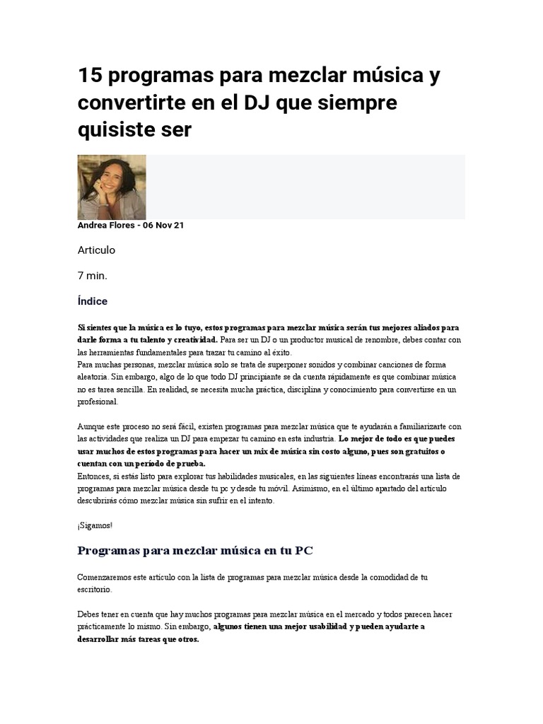 15 Programas para Mezclar Música | PDF | Aplicación movil | Disc jockey