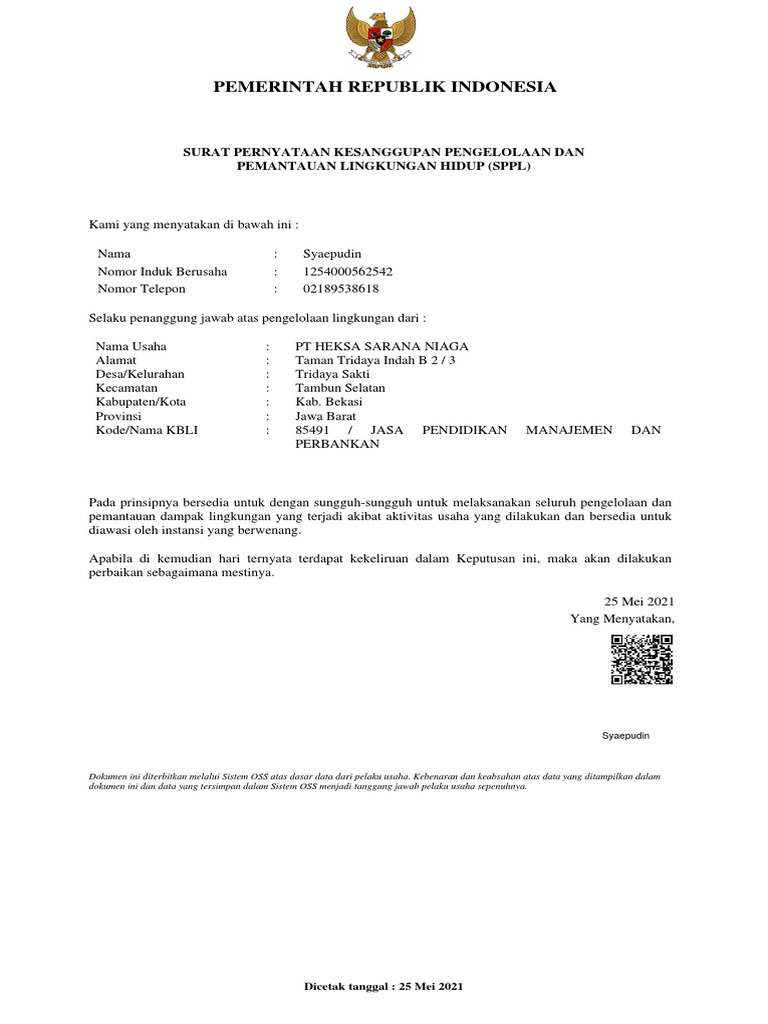 Izin Lingkungan SPPL 5 | PDF