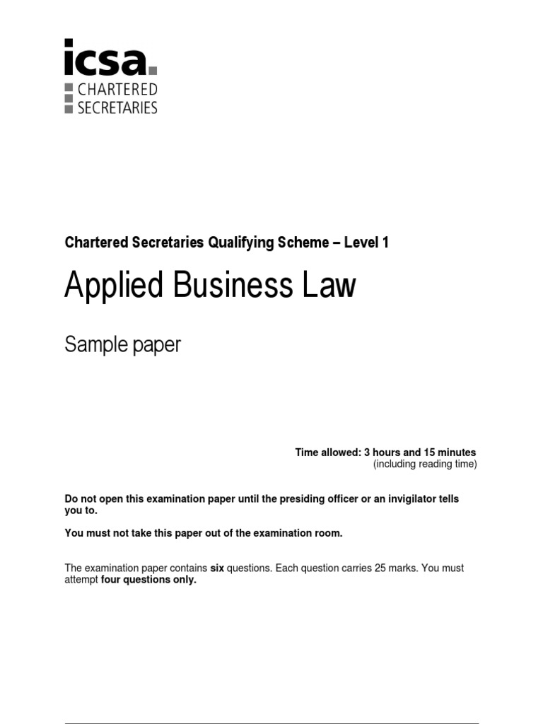 Business Law Exam Sample Paper | PDF | Pound Sterling | Employment