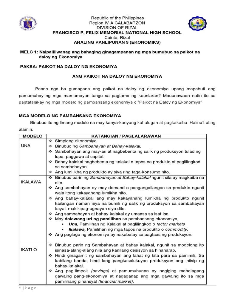 AP - G9 LAS Activity Sheet Quarter 3 - Sy2022 2023 | PDF