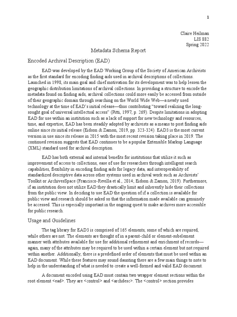 EAD Metadata: Enhancing Archive Access | PDF | Metadata | Object ...