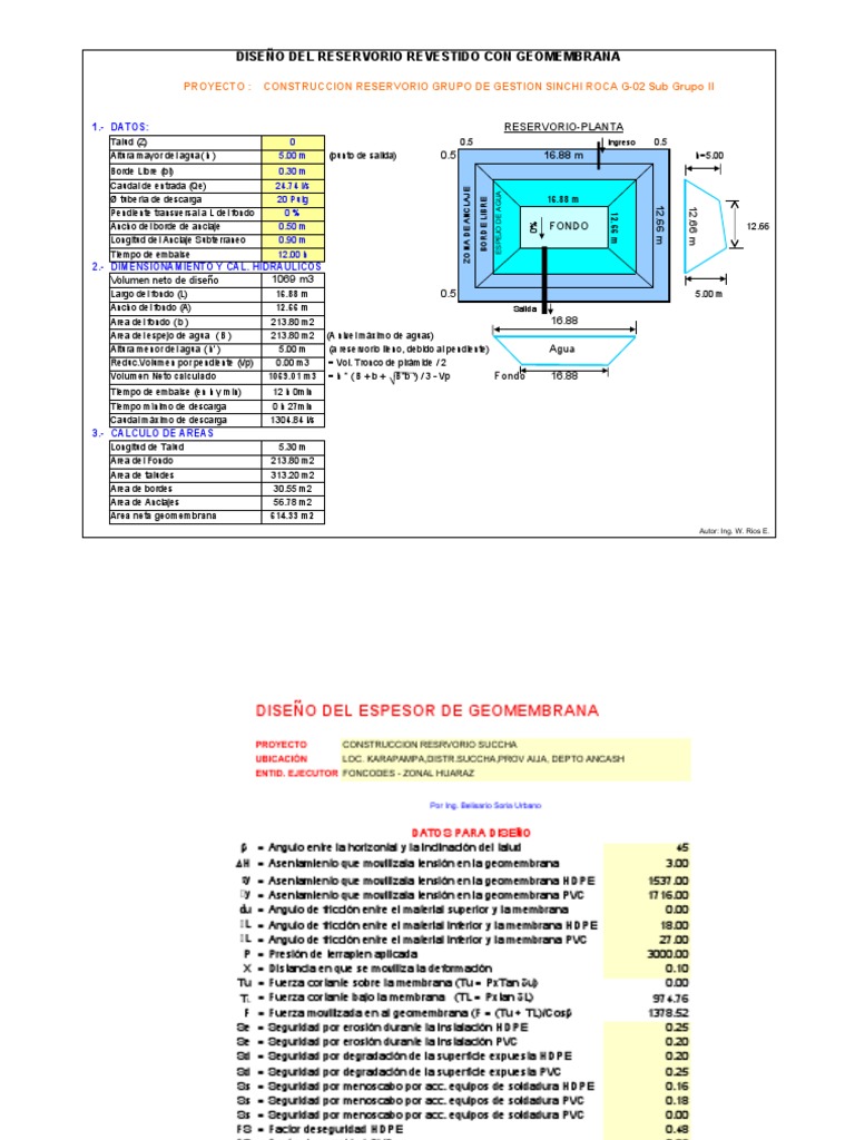 Diseño Reservorio Geomembrana | PDF | Reservorio | Ciencias de la Tierra