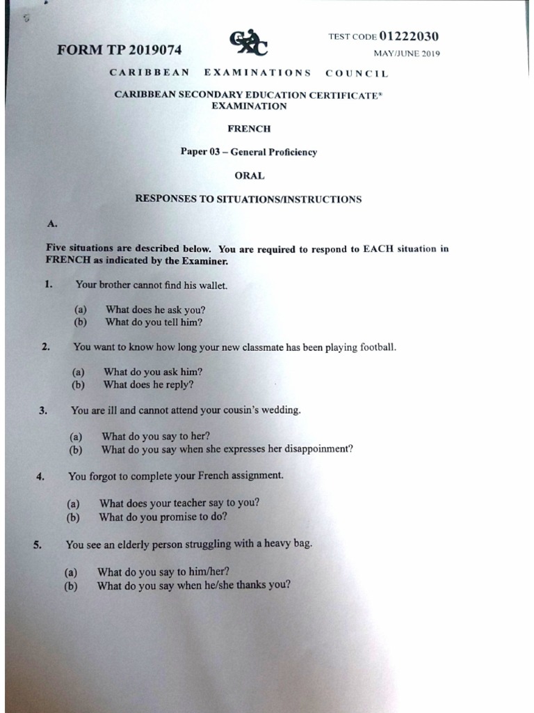 French Orals Situations | PDF