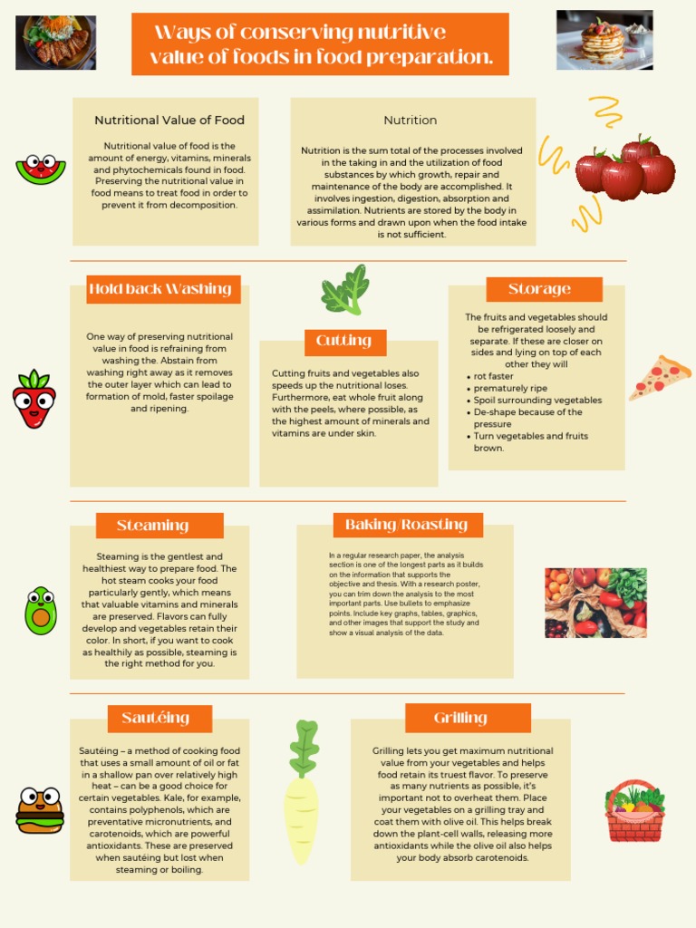 Ways of Conserving Nutritive Value of Foods in Food Preparation. | PDF ...