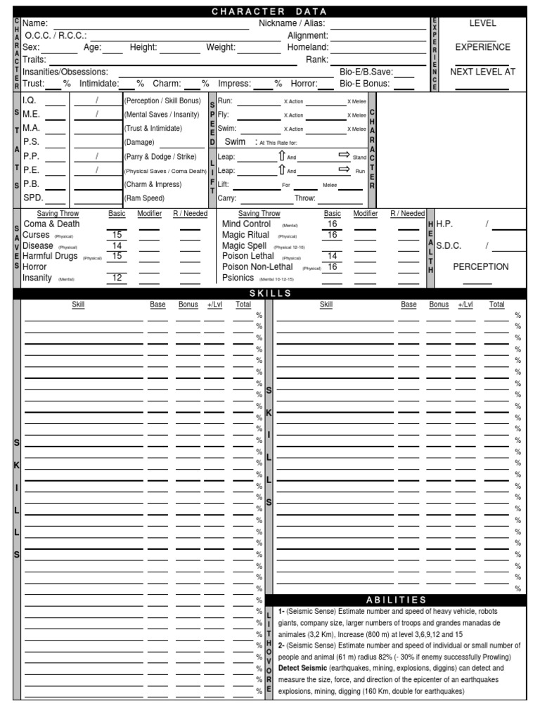 RPG Character Sheet Analysis | PDF | Insects