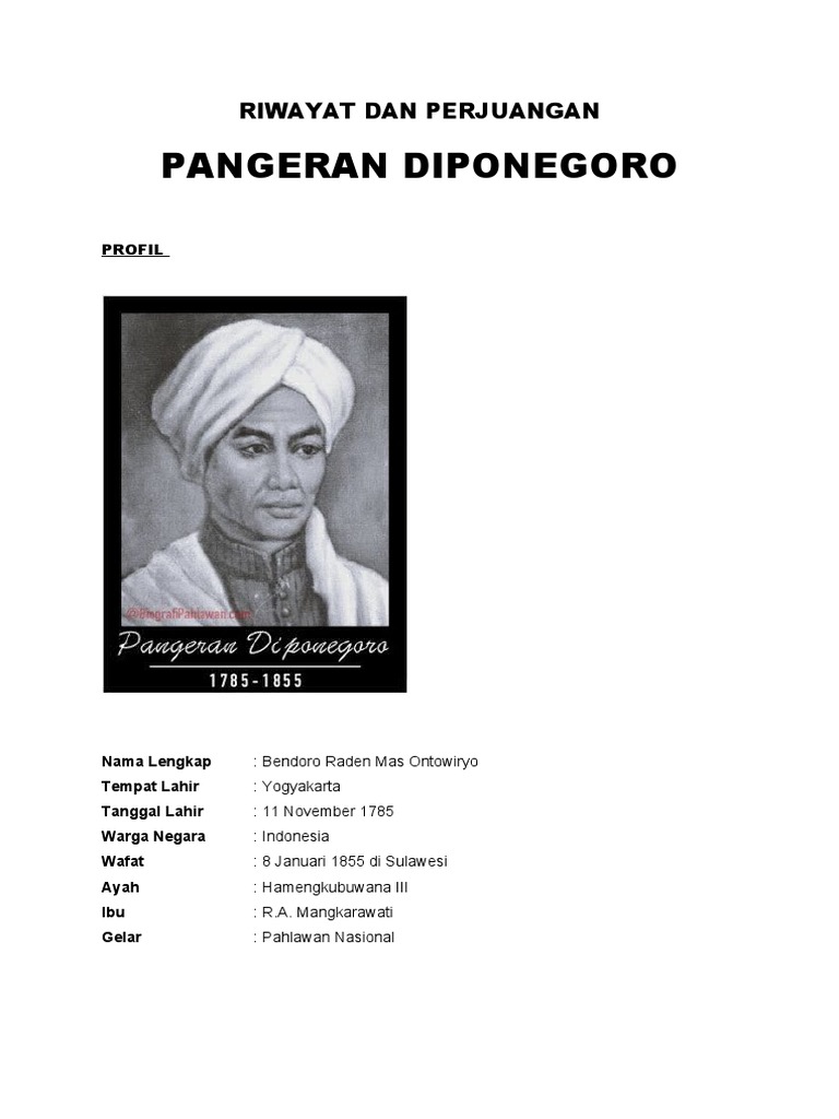 RIWAYAT DAN PERJUANGAN Diponegoro | PDF