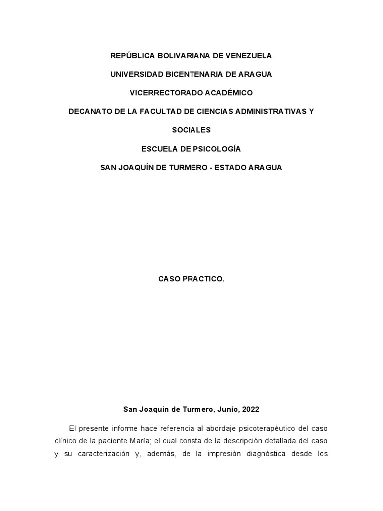 Caso Practico Psic. Desarrollo 2 | PDF | Terapia de conducta cognitiva | Ansiedad