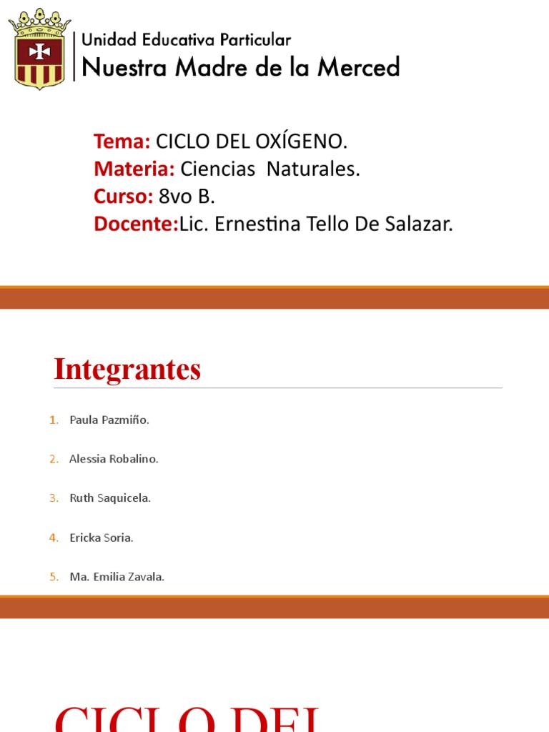 Ciclo Del Oxígeno | PDF | Oxígeno | Fotosíntesis