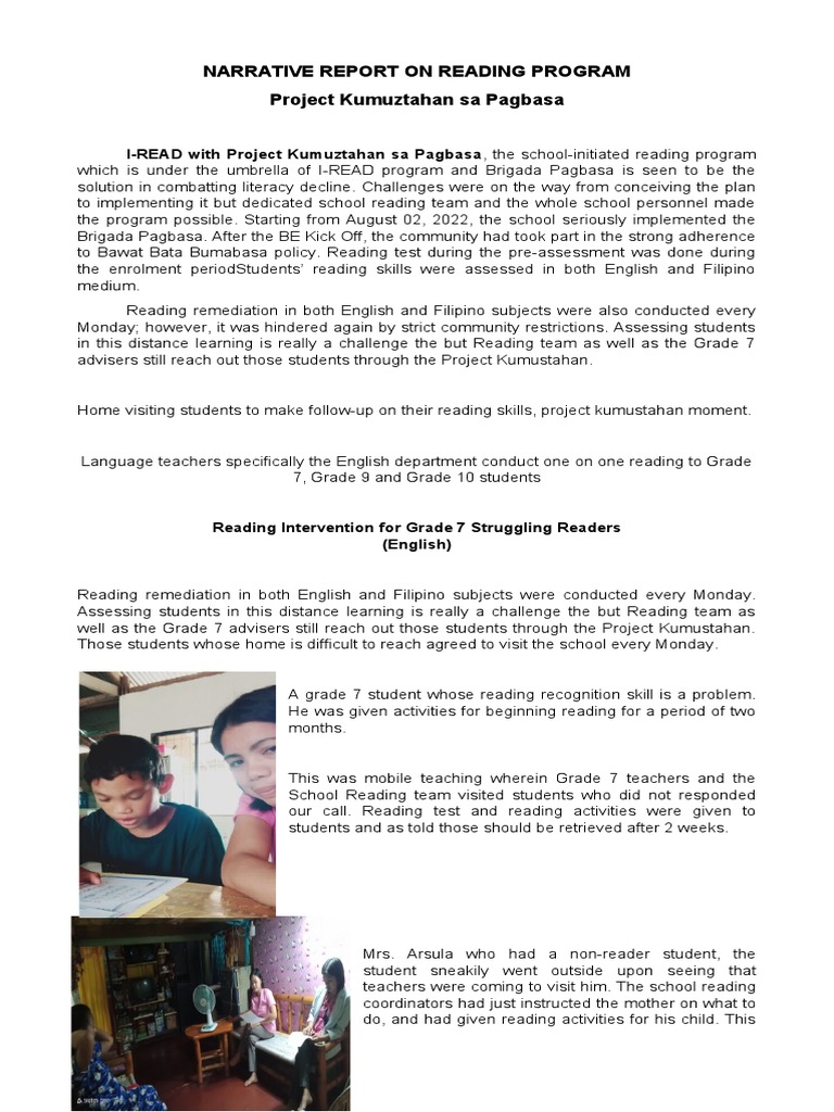 Brigada Pagbasa Reading Report | PDF | Teachers | Learning Methods