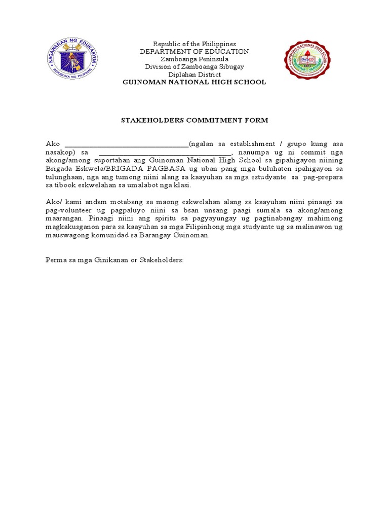 Commitment Form | PDF | Philippines